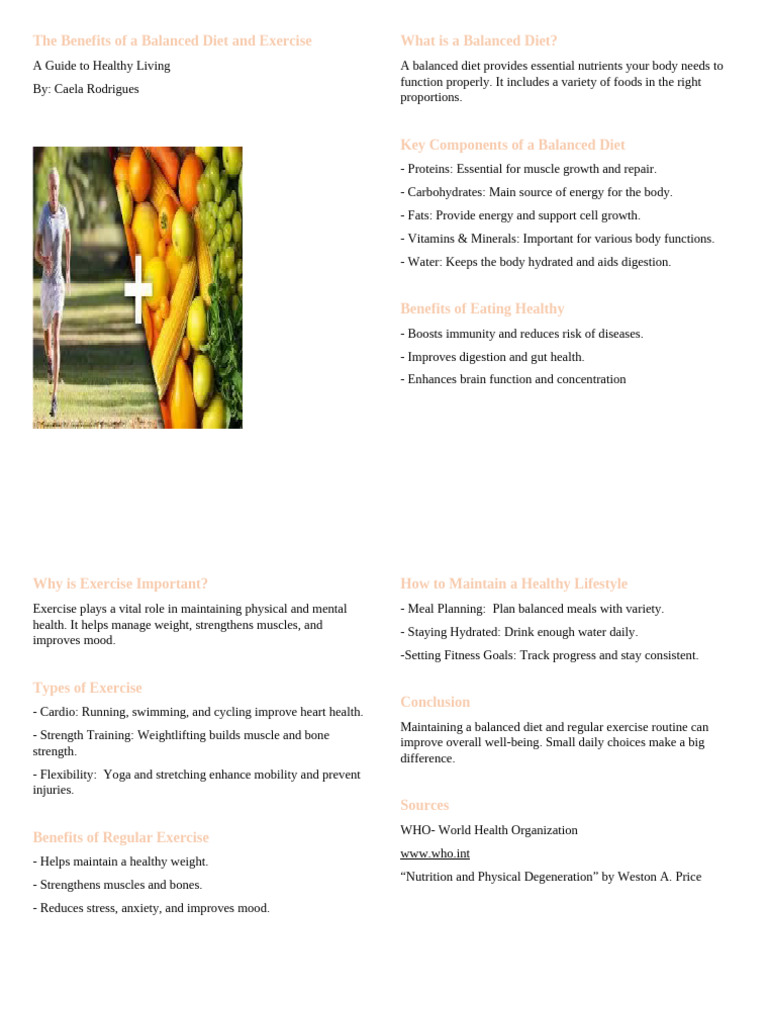 The Benefits of A Balanced Diet and Exercise - Brochure by Caela ...