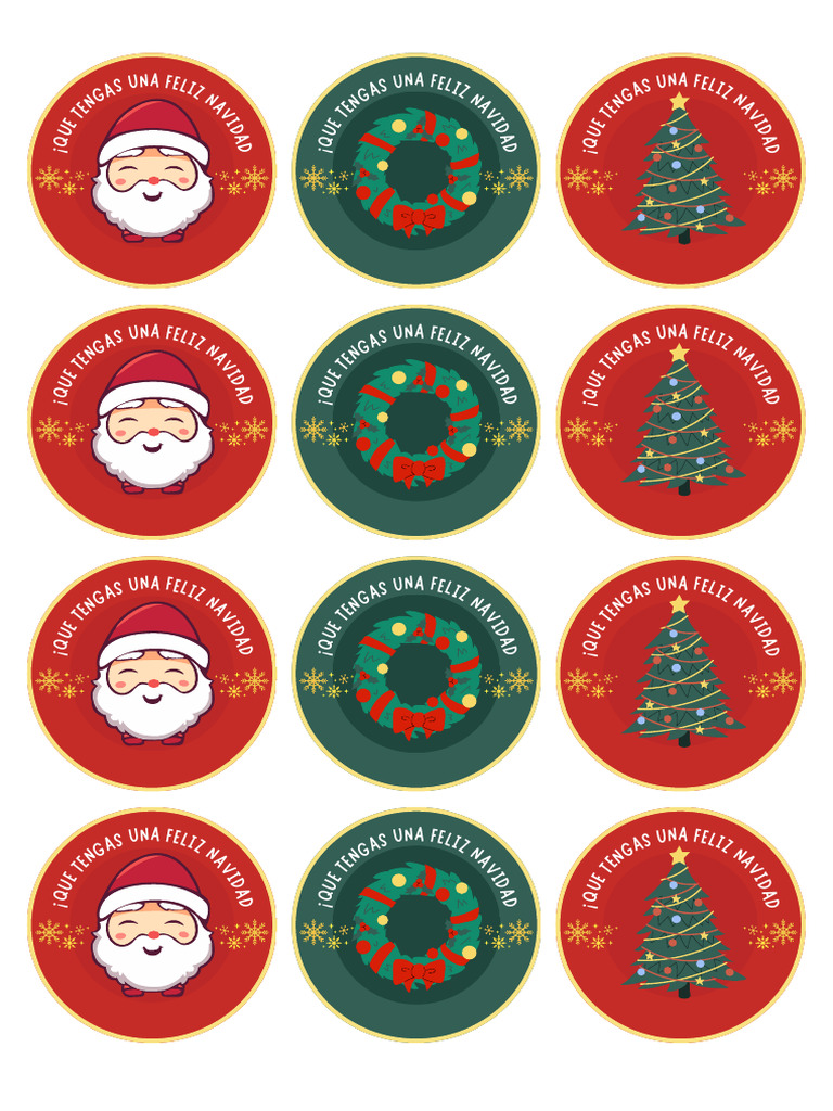 Documento A4 Stickers Circulares Ilustrado Rojo y Verde | PDF