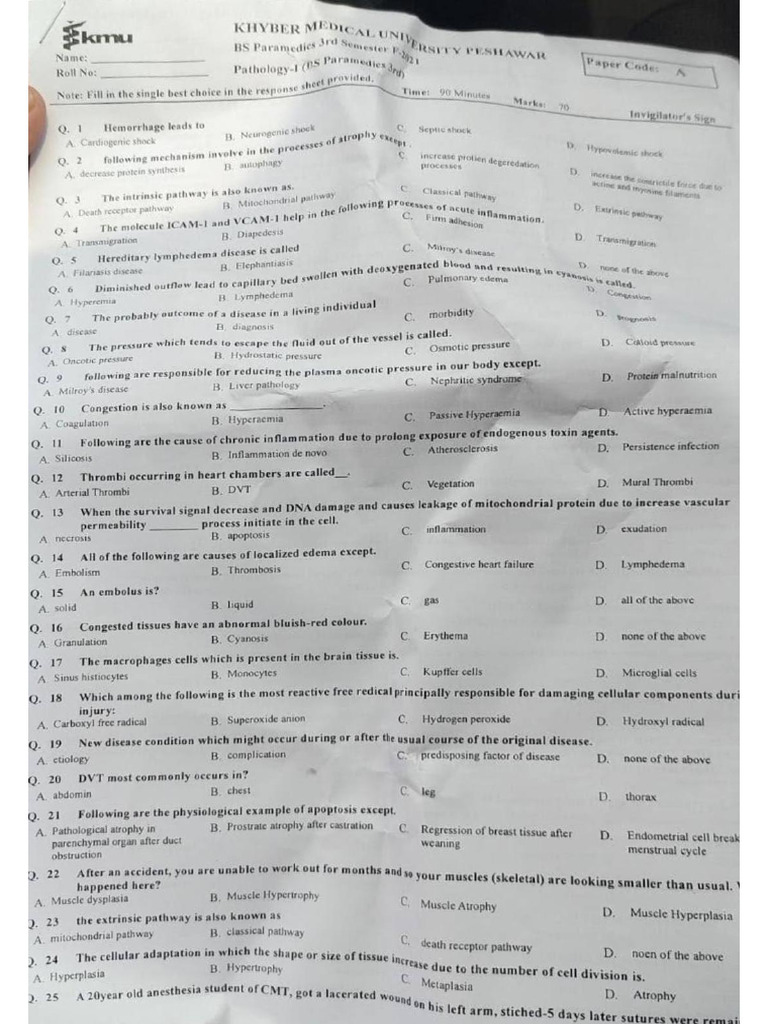 Patho Past PPR 3rd Sem 2021 | PDF