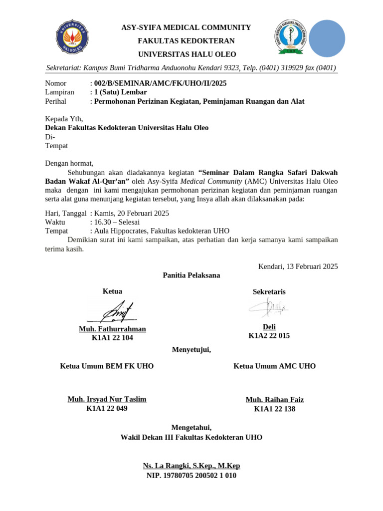 002 - Surat Perizinan Dan Peminjaman Seminar | PDF