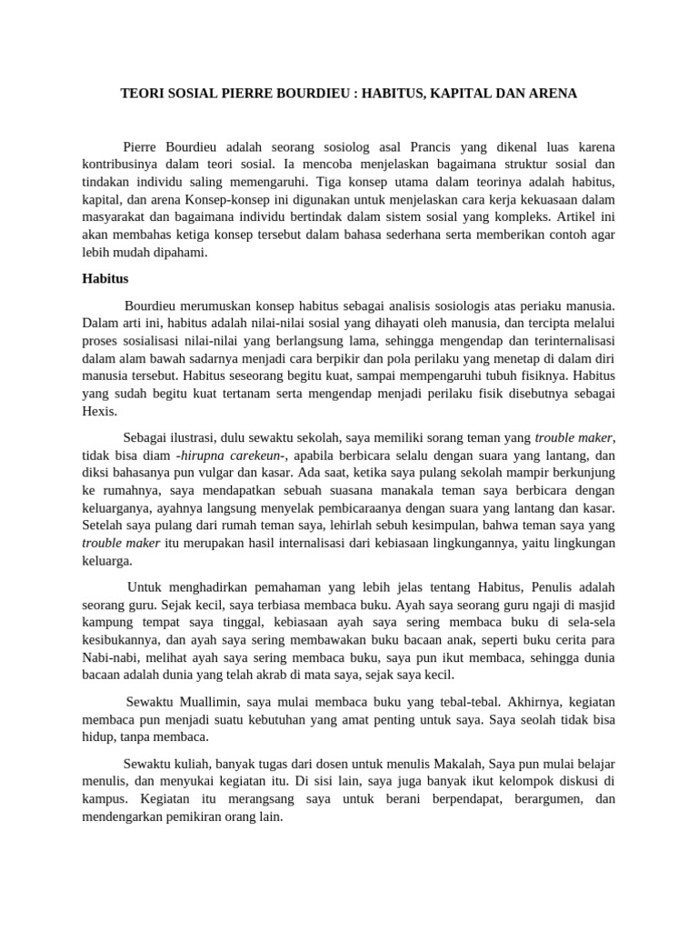 Teori Sosial Pierre Bourdieu | PDF
