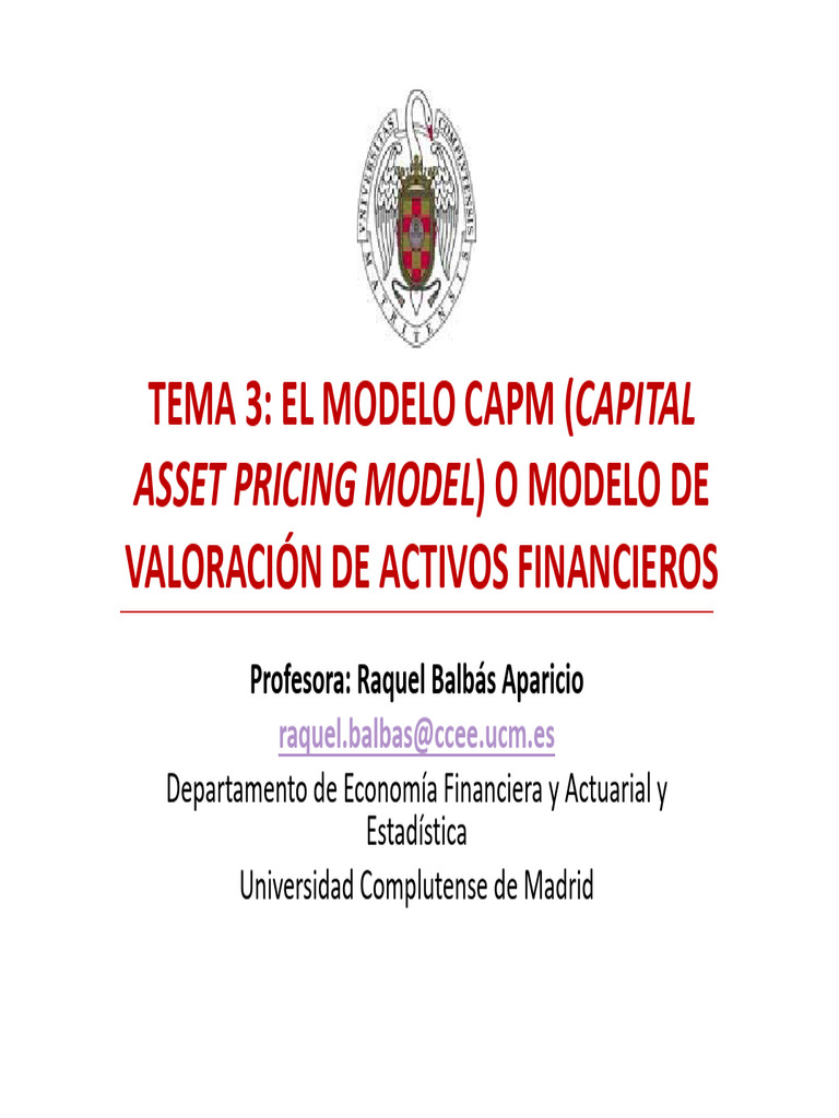 Tema 3 - CAPM | PDF | Modelo de fijación de precios de activos de capital