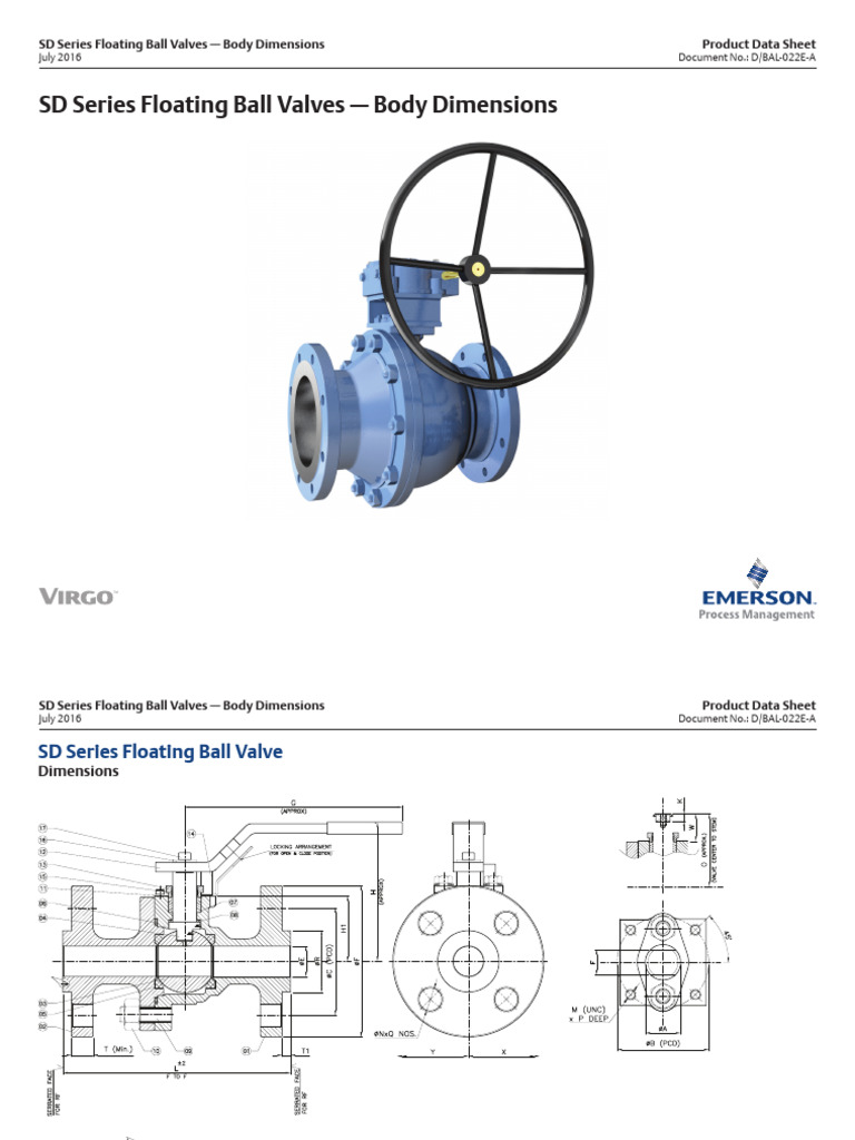 Product Data Sheet SD Series Floating Ball Valves Body Dimensions Final ...