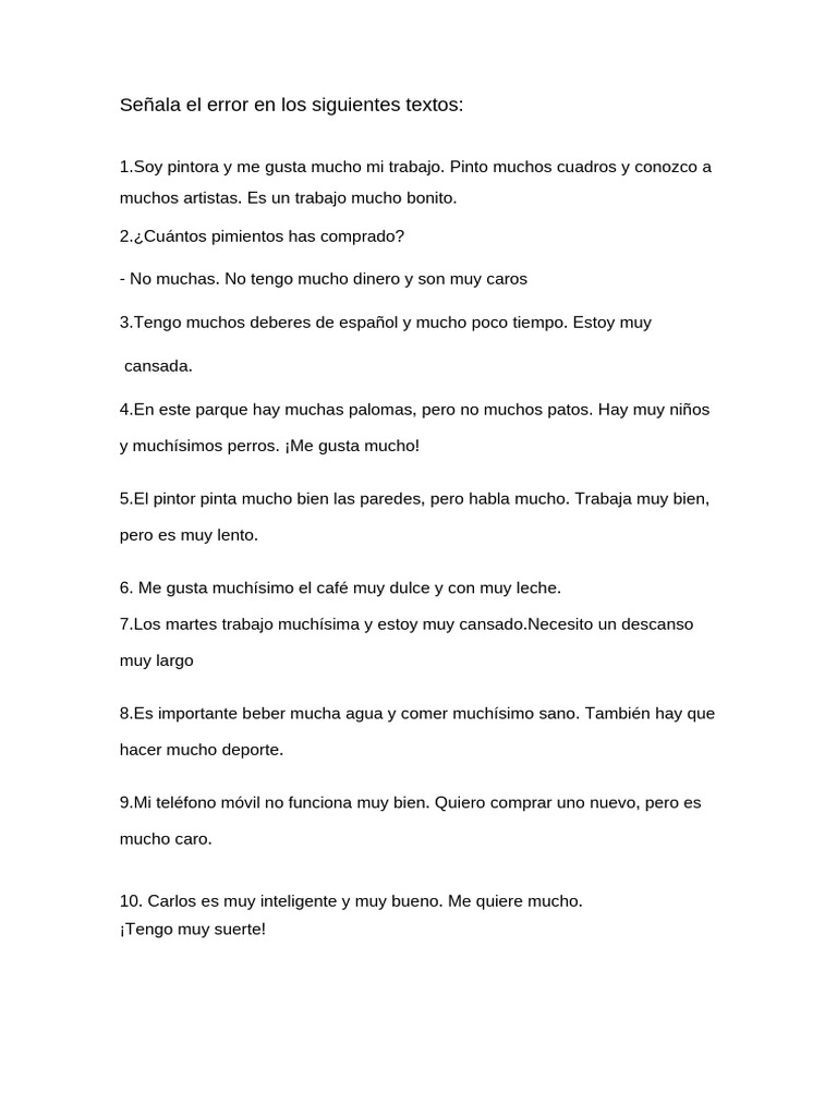 Repaso Muy, Mucho, Gran, Grande | PDF