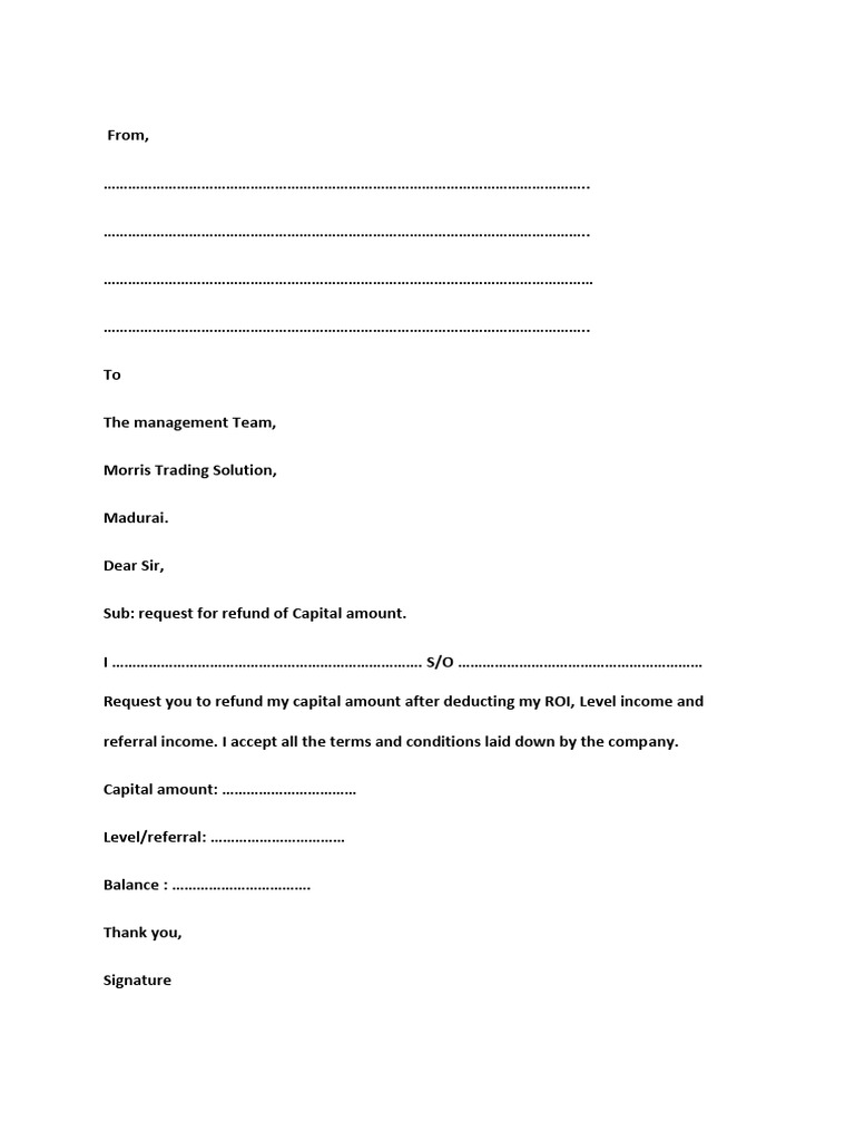 Refund Letter | PDF