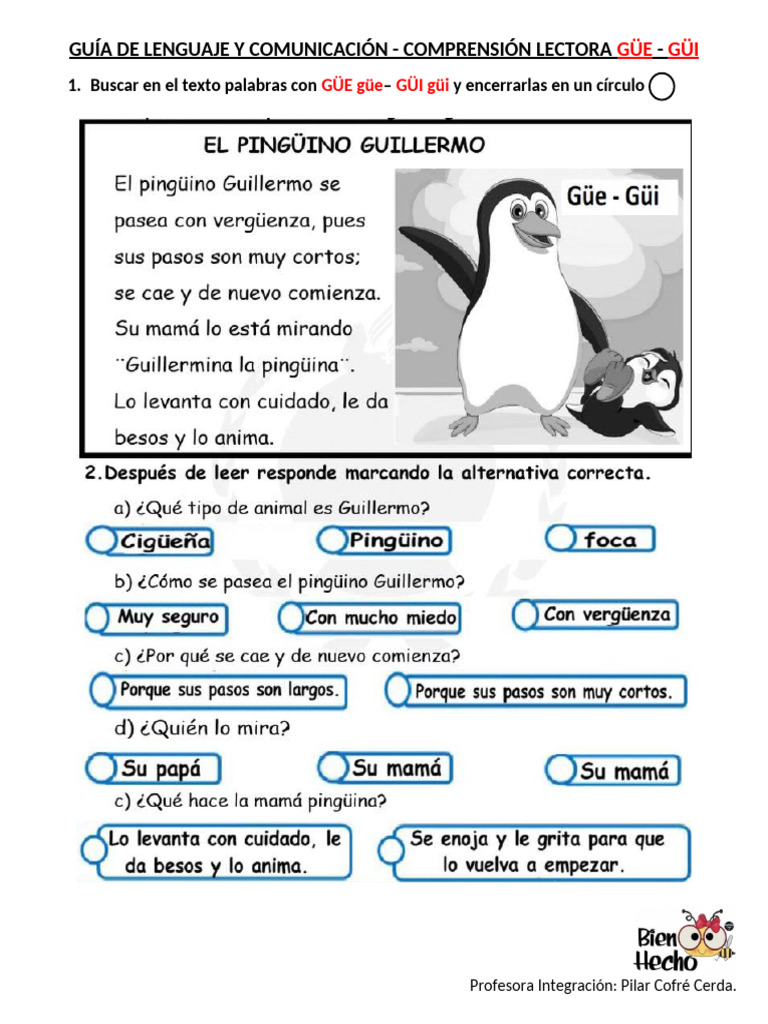 Guía de Lenguaje y Comunicación 2°b Pinguino (13-03-2024) | PDF