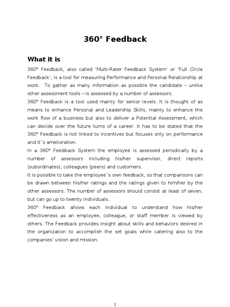 360 Degree Feedback - An Overview | PDF | Performance Appraisal ...