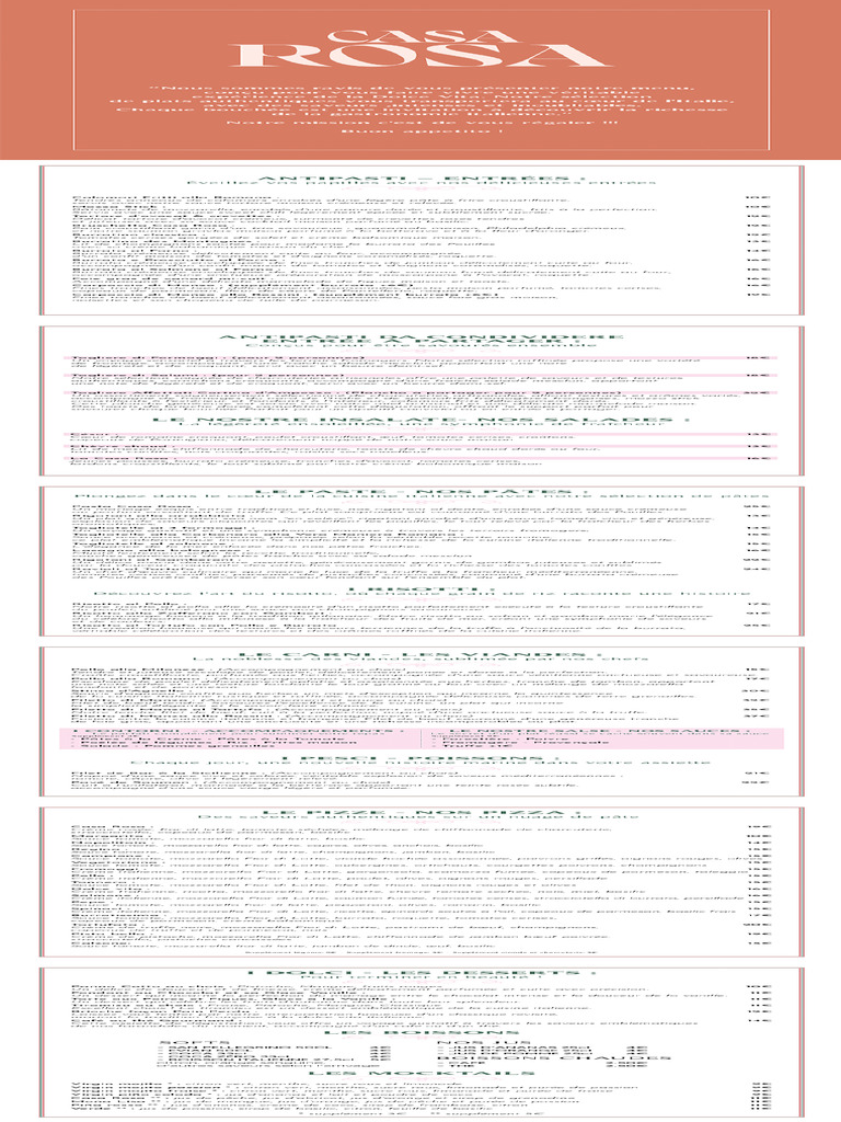 Menu Casa Rosa Restaurant | PDF