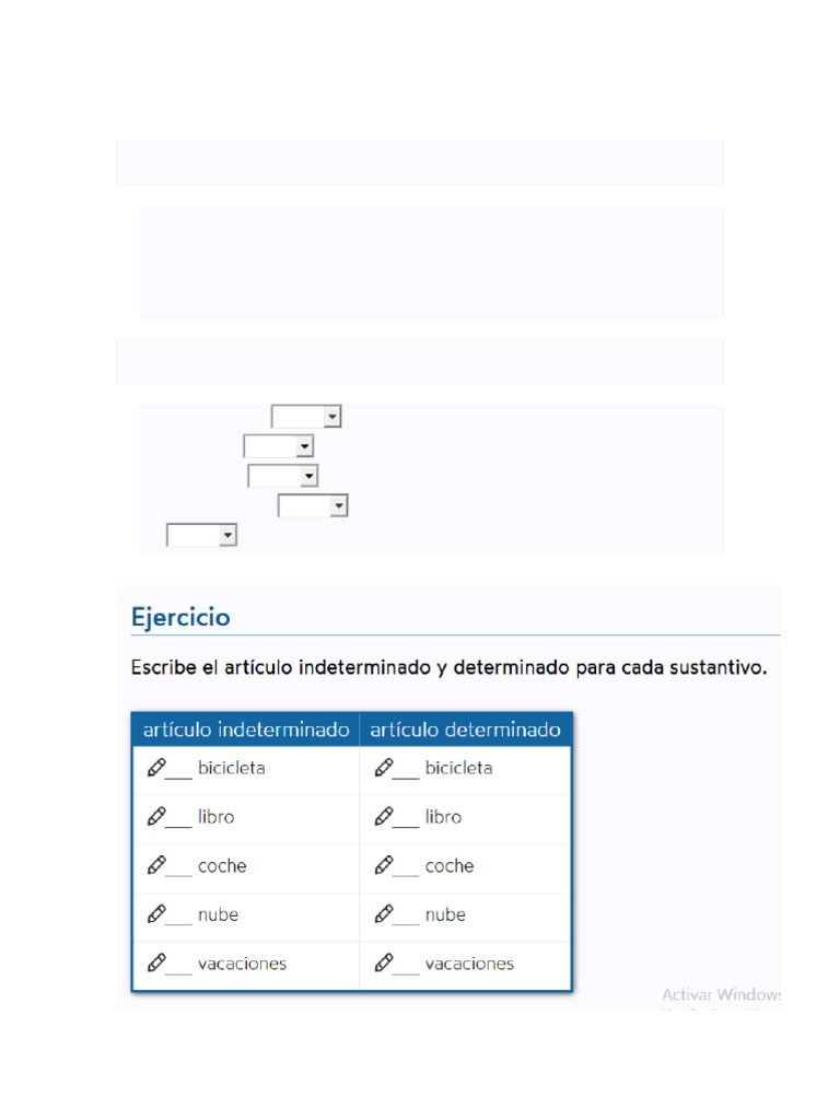 Escribe La Preposición Con Su Artículo Determinado | PDF