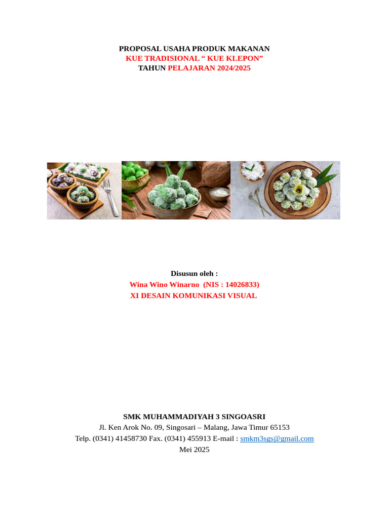 Proposal Usaha Kue Klepon 2024/2025 | PDF