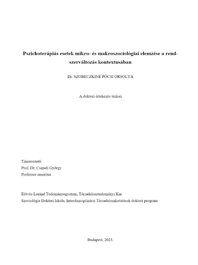 Pócsi Orsolya Doktori Értekezés Tézis | PDF