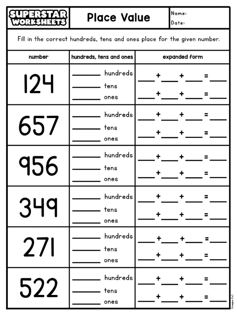 Basic Place Value Hundreds Worksheets 1 | PDF