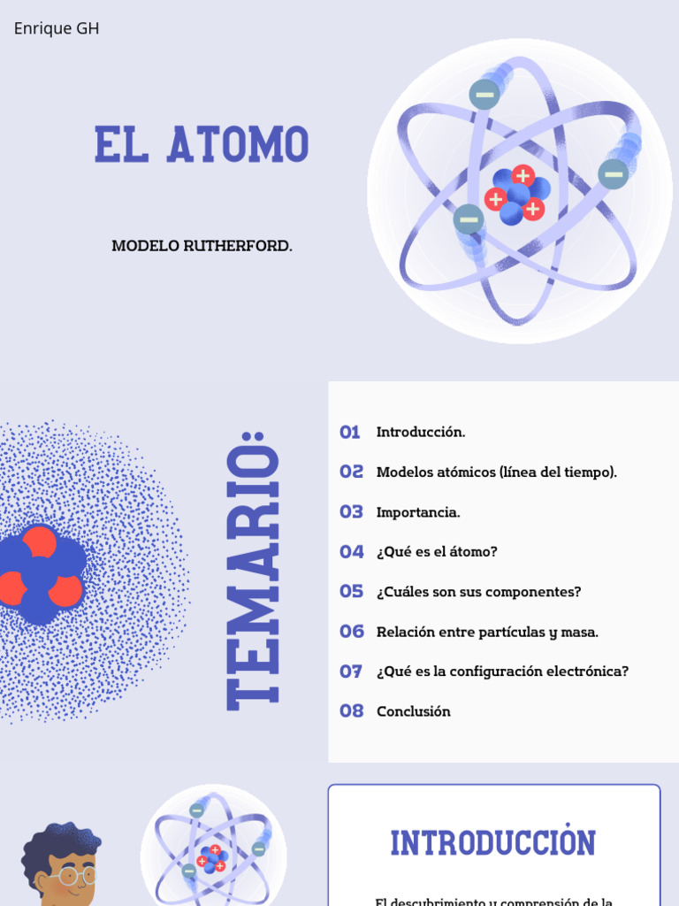 Presentación de Química Estructura Del Átomo Ilustrativa Lavanda y Rojo ...