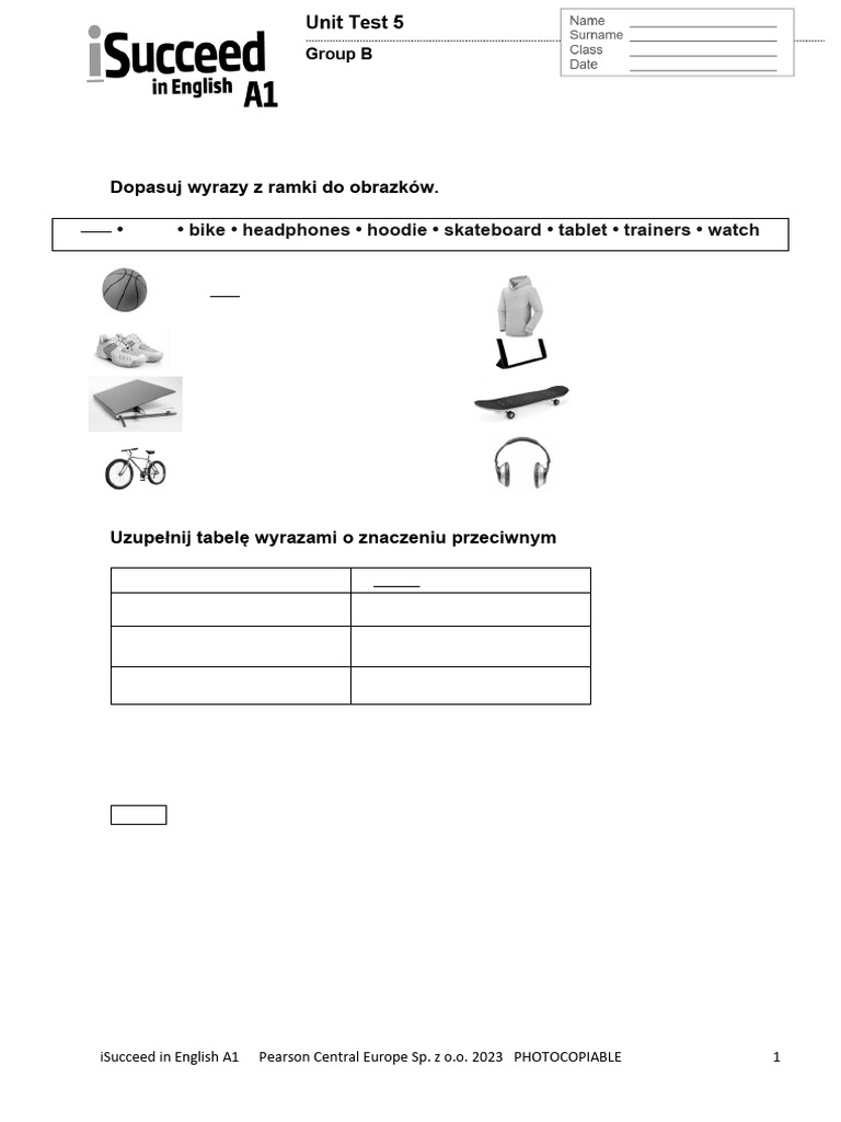 iSucceed_A1_Tests_Unit_5_Test_Group_B | PDF