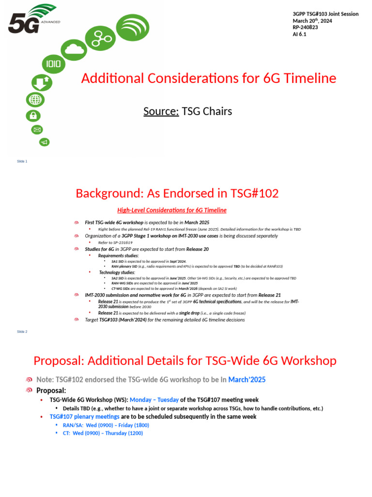 RP-240823 Additional Onsiderations For 6G Timeline | PDF | 3 Gpp ...