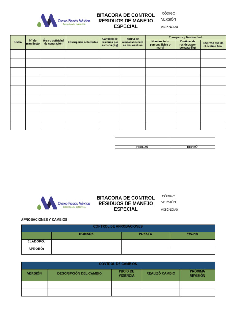 Bitácora de Residuos Especiales | PDF