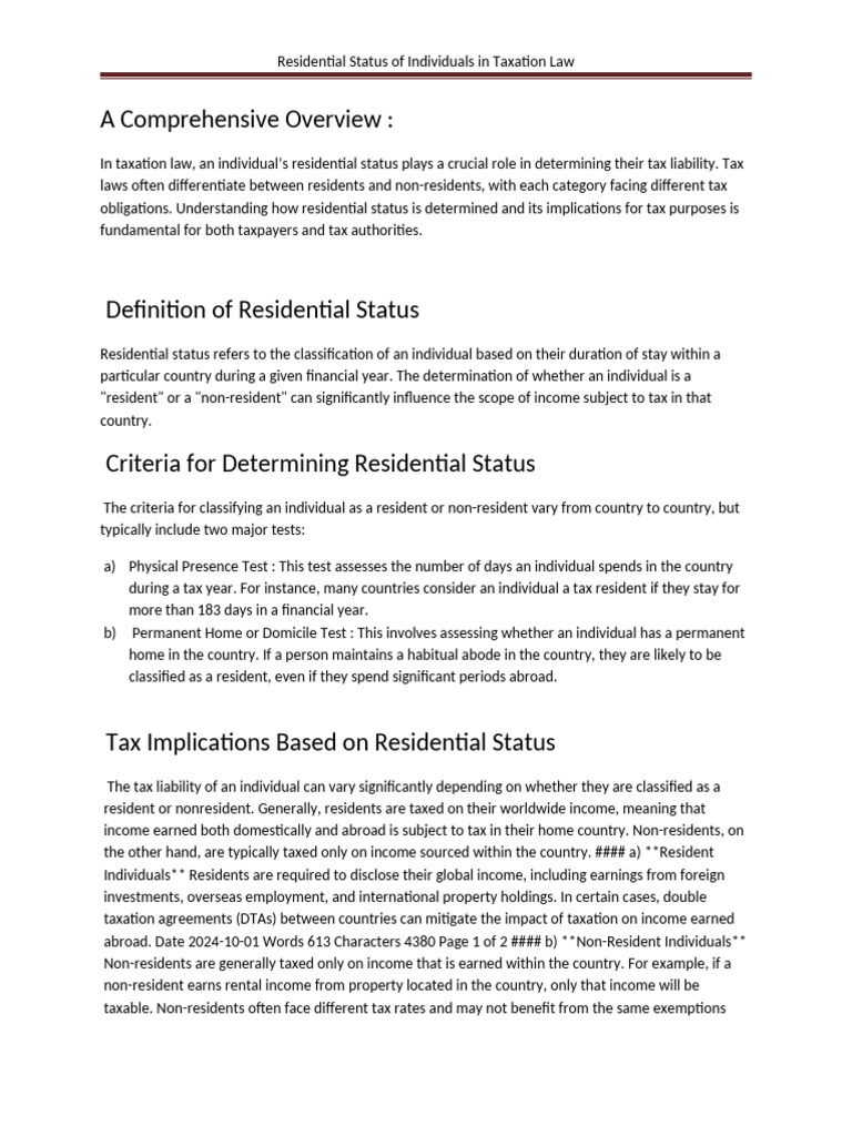 A Comprehensive Overview | PDF | Taxes | Tax Treaty