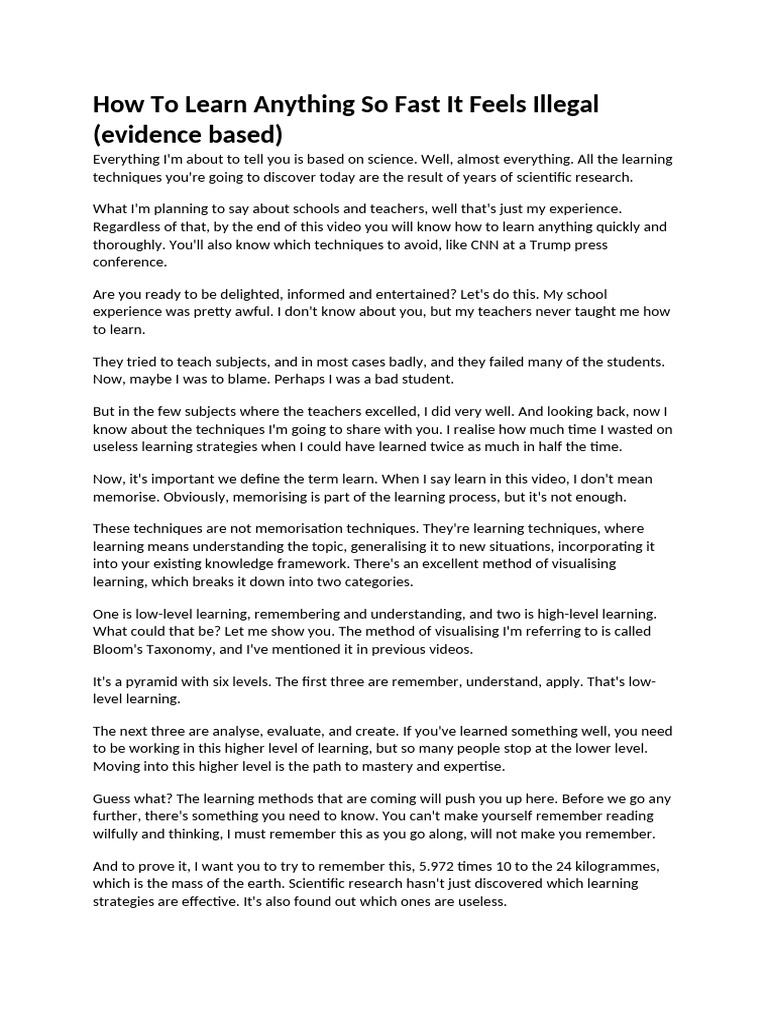 Learn Anything Fast Effective Strategies Pdf Atomic Nucleus Electron