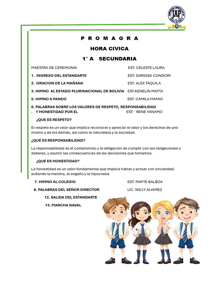 HORA CIVICA VALORES | PDF