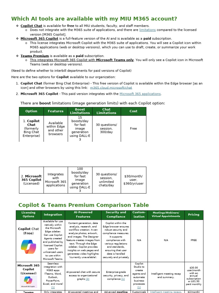 Compare Teams Premium License To M365 Copilot License | PDF | Microsoft ...