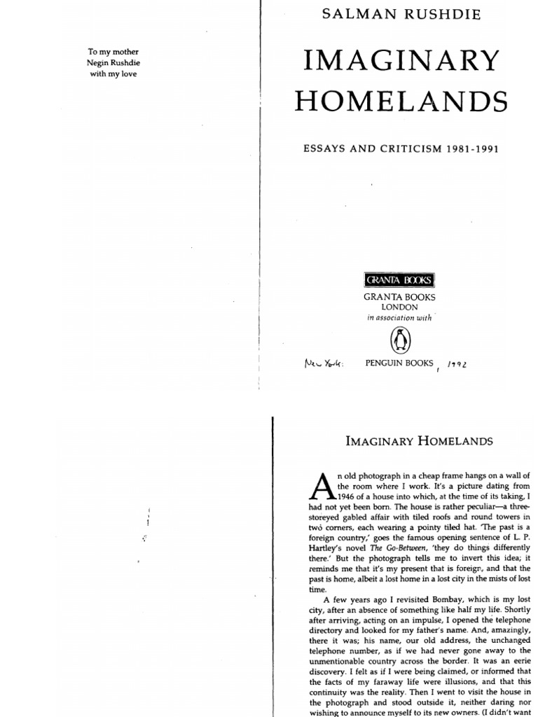 Rushdie 1992 Imaginary Homelands | PDF