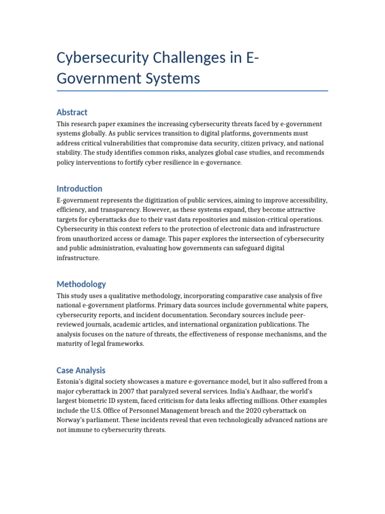 Cybersecurity EGov Research Expanded | PDF | Computer Security | Security