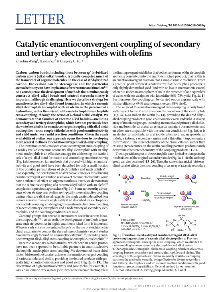 Catalytic Enantioconvergent Coupling of Secondary and Tertiary ...