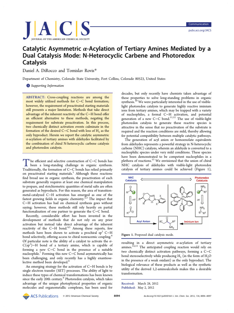 Asymmetric α-Acylation of Tertiary Amines | PDF | Catalysis | Chemical ...
