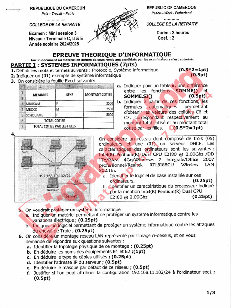 Informatique TleCDE Mini Session3 College Retraite 2024 2025 | PDF