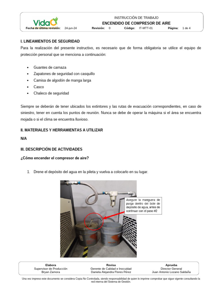 IT-MTT-01 Encendido de Compresor de Aire REV 0 | PDF