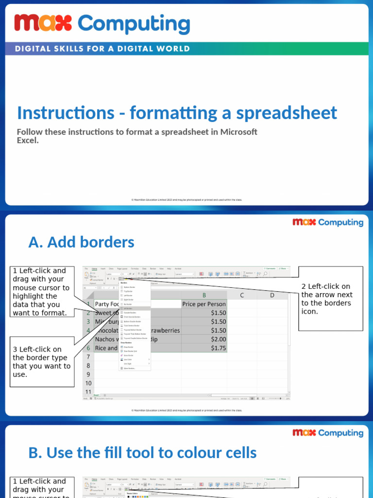 G6 DR43 Instructions Formatting a Spreadsheet | PDF