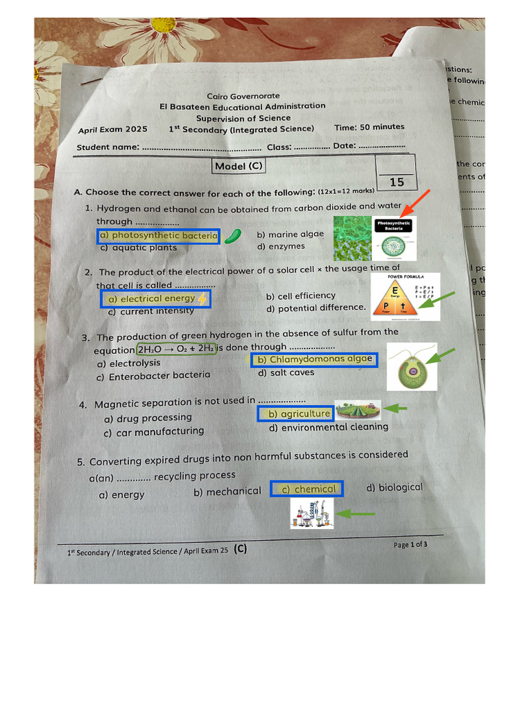 Model ANSWER - April Exam-2025 - Integrated Science | PDF