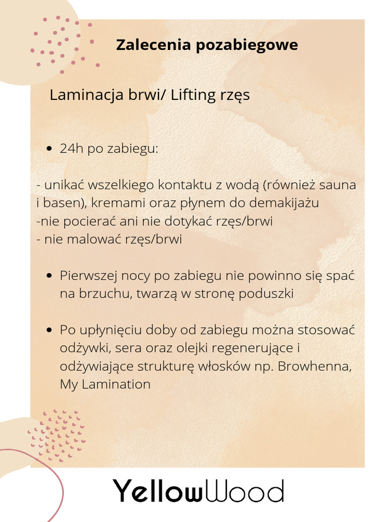 Laminacja brwi Lifting rzęs | PDF