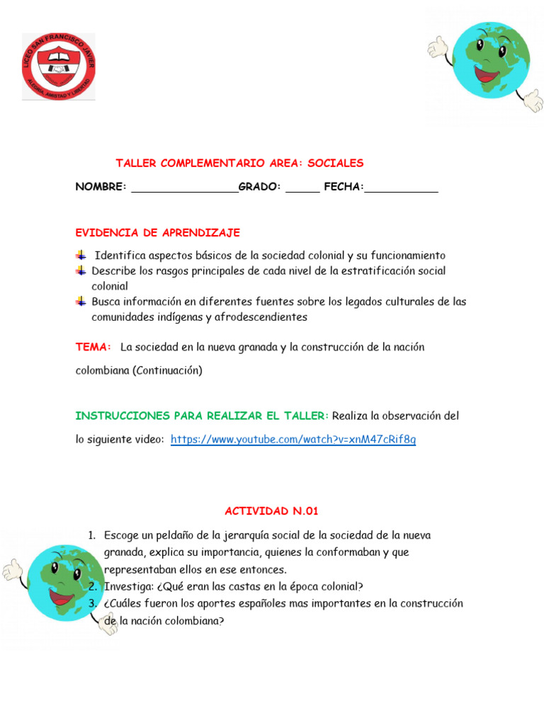 TALLER COMPLEMENTARIO 26 DE SOCIALES continuación | PDF