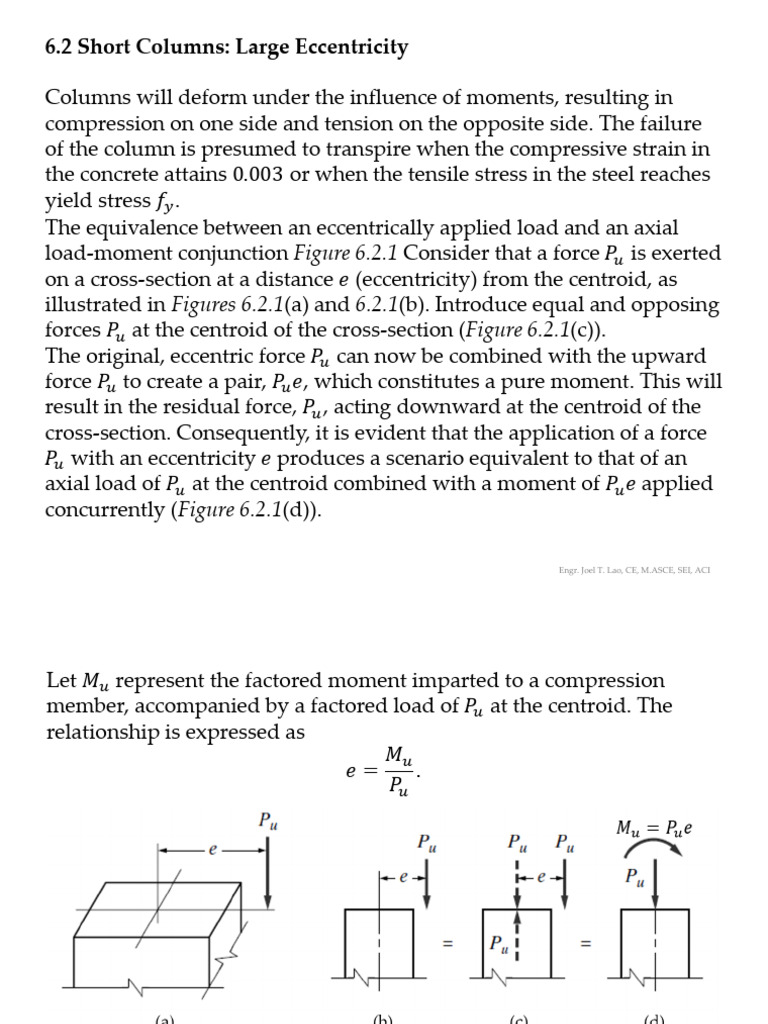 Lecture 13 - Chapter 6 Section 6.2 Shorts Columns - Large Eccentricity ...