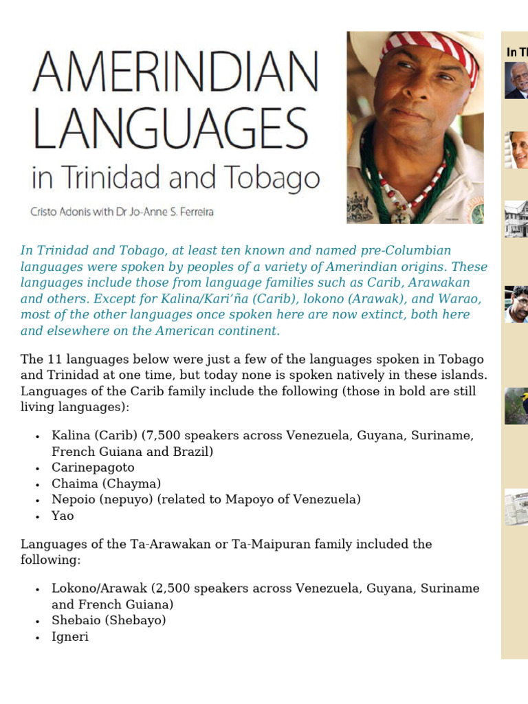 Ameridians Languages in Trinidad and Tobago | PDF | Indigenous Peoples ...