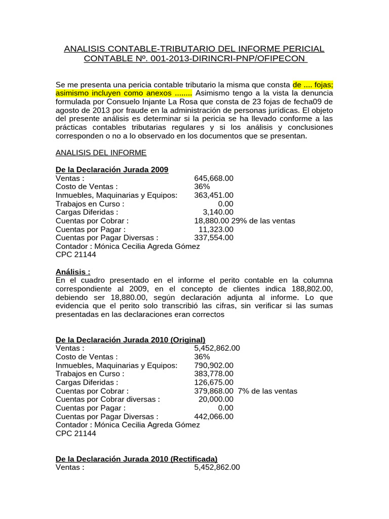 Informe Contable | PDF | Contabilidad