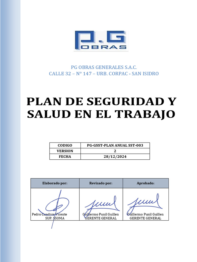 PG-GSST- PLAN ANUAL DE SST 2025.docx | PDF | Evaluación de impacto ...
