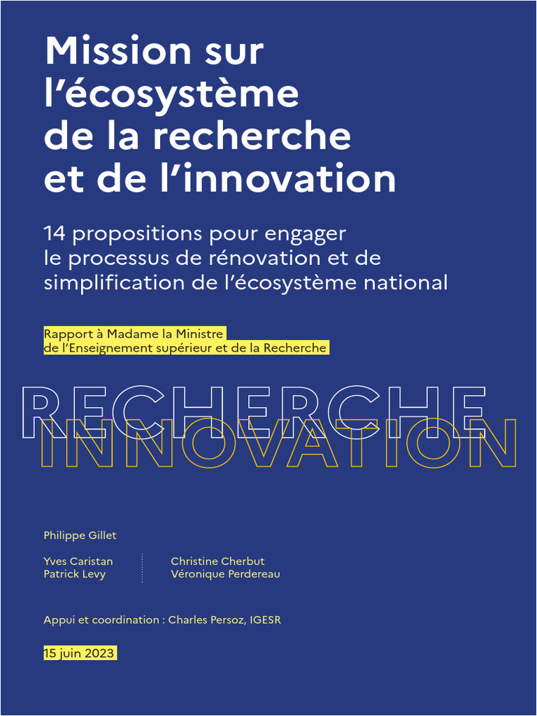 Rapport - Mission Sur L Cosyst Me de La Recherche Et de L Innovation 28193 | PDF | Mathématiques ...
