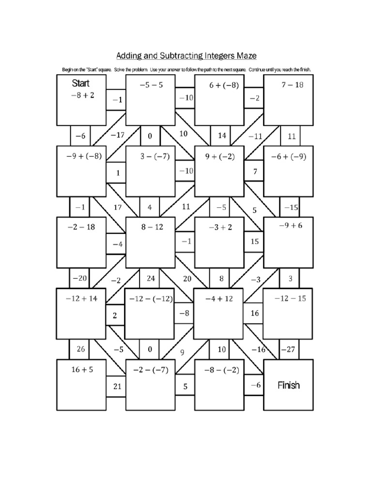 Elizabeth - Integer Maze (+ and - ) | PDF