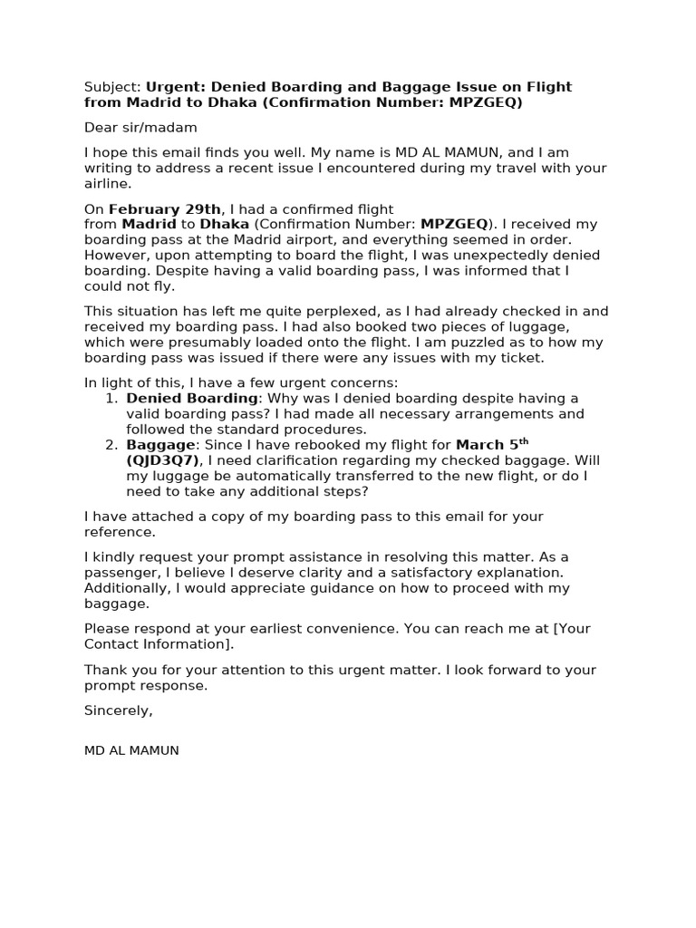 sample for claim baggage | PDF