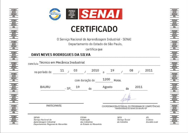 Certificado SENAI PDF | PDF