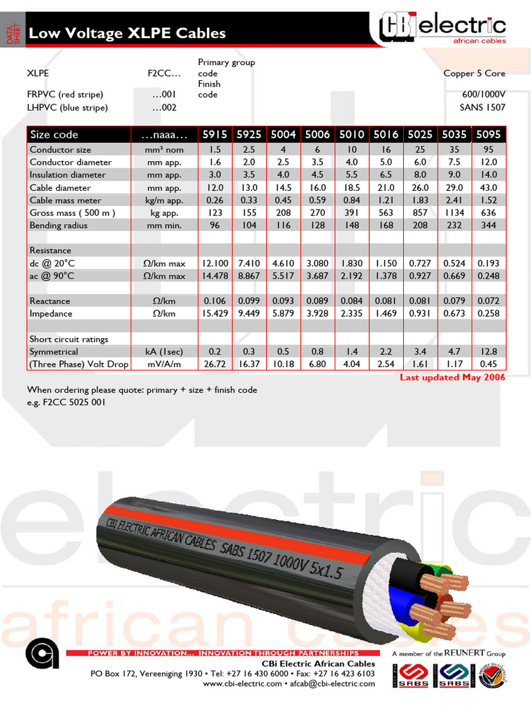 Low Voltage XLPE Cable Specifications | PDF | Alternating Current ...