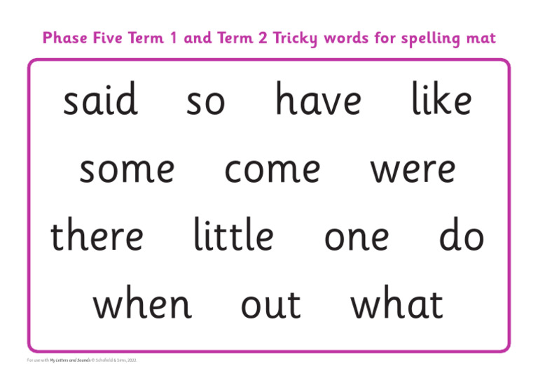 Phase 5 Tricky Words for Spelling | PDF