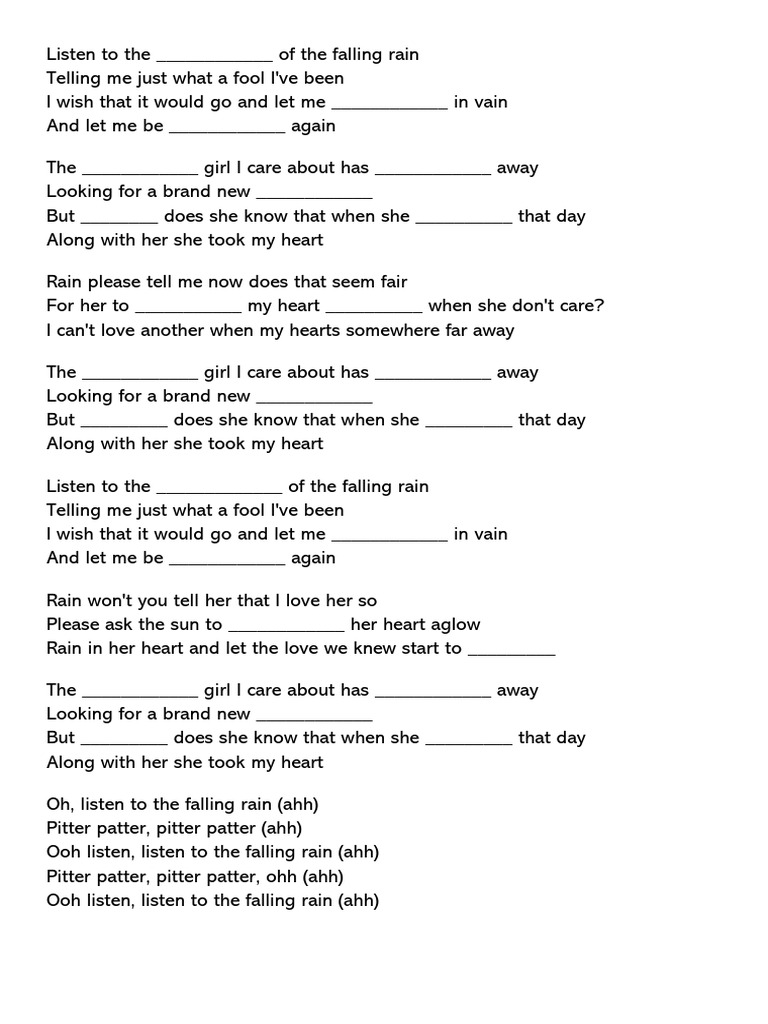 Lyrics of "Rhythm of the Rain" | PDF