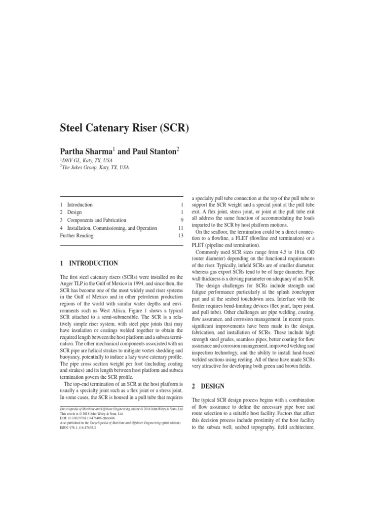 SCR - Design - Installation | PDF | Strength Of Materials | Fatigue ...