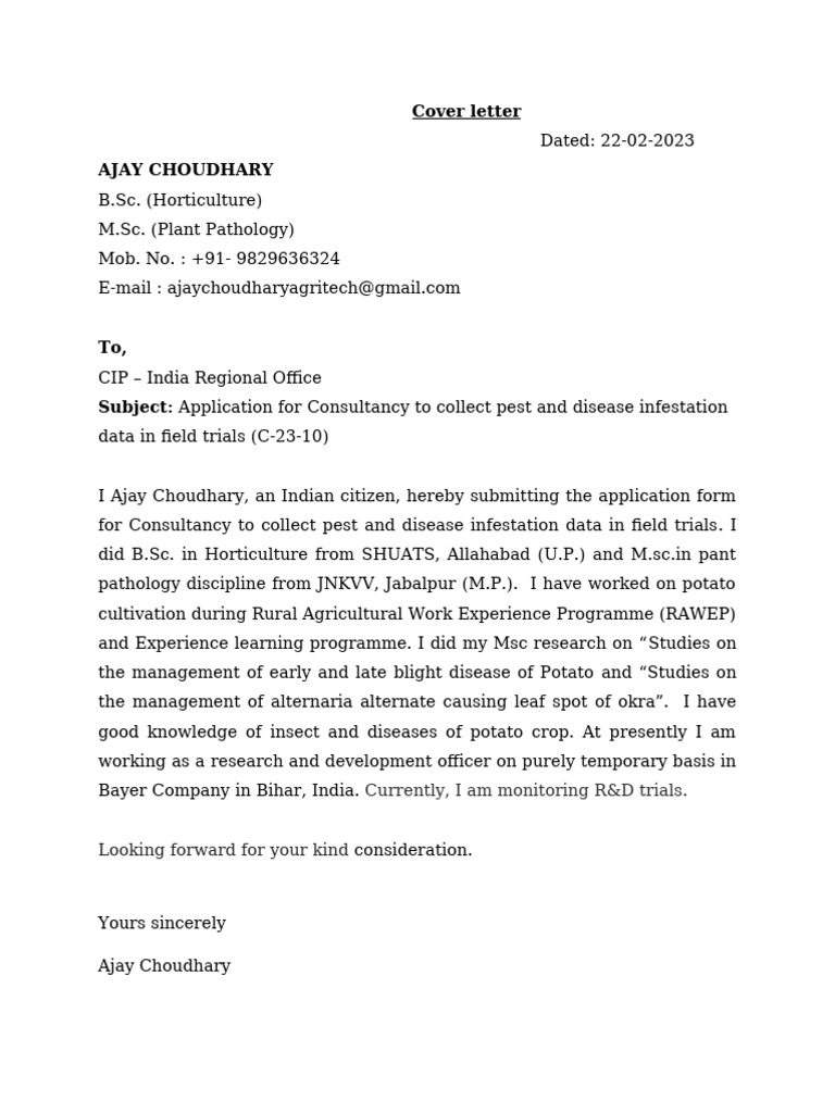 Cover Letter - Ajay | PDF