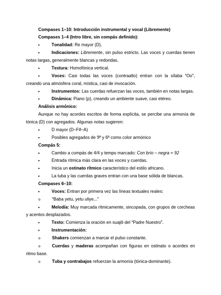 Análisis Baba Yetu | PDF | Ritmo | Armonía