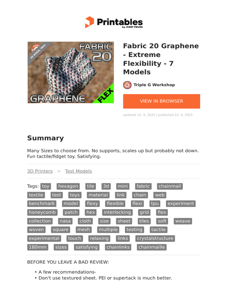 Fabric 20 Graphene Extreme Flexibility 7 Models | PDF | Textiles