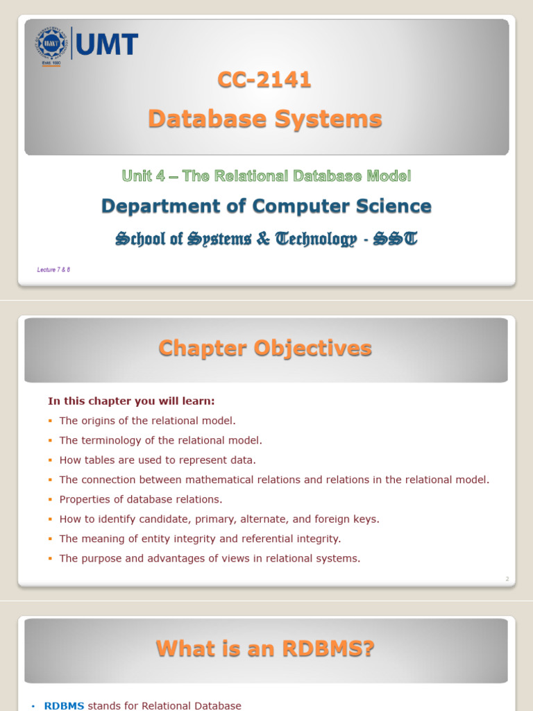 Lecture7 8 - The Relational Model | PDF | Relational Database | Relational Model